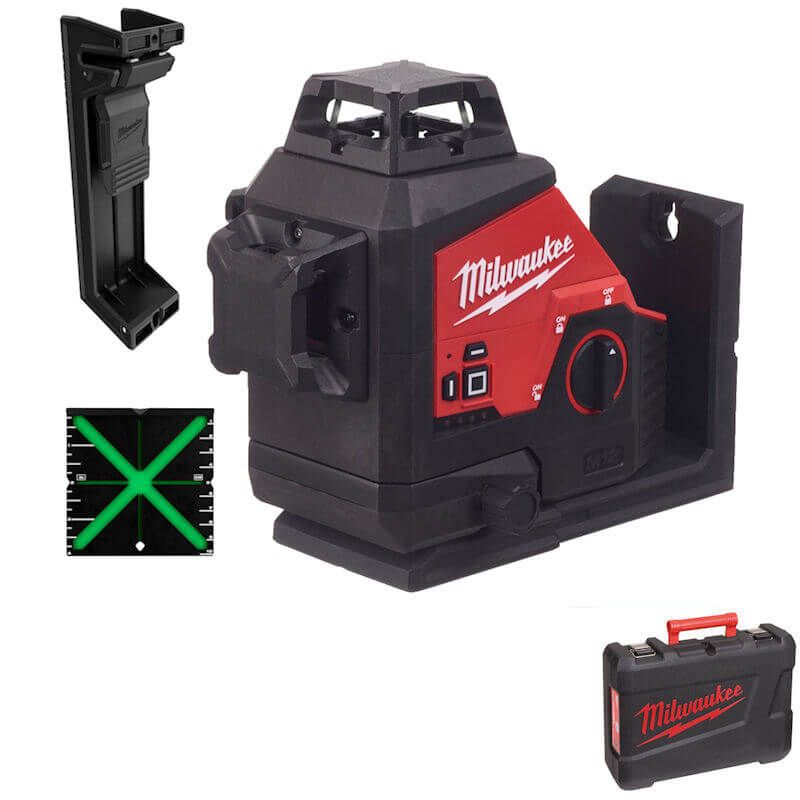 Milwaukee M12 3PL-0C 12v Green 360° 3 Plane Laser (Body Only In Carry ...